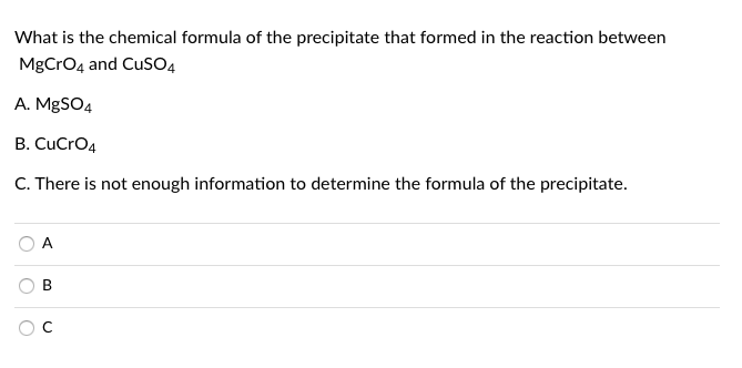 Solved What is the chemical formula of the precipitate that | Chegg.com