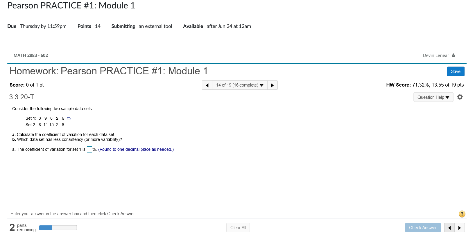 Solved Pearson PRACTICE #1: Module 1 Due Thursday by 11:59pm | Chegg.com