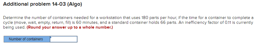 Solved Additional problem 14-03 (Algo) Determine the number | Chegg.com