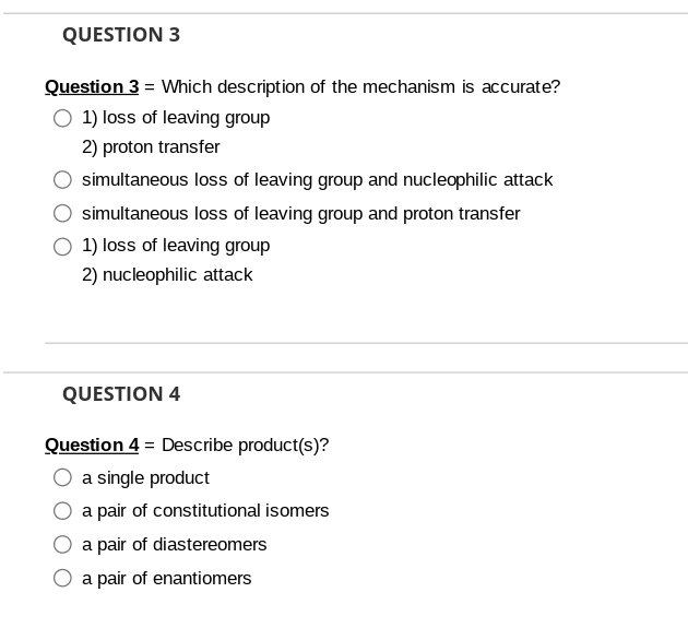 Solved Questions 3,4: Describe the E1 mechanism and the | Chegg.com