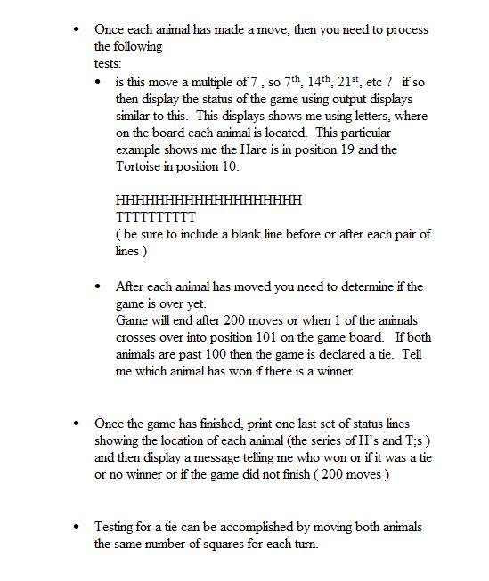 Solved Create a Tortoise and Hare Race Game - code the | Chegg.com