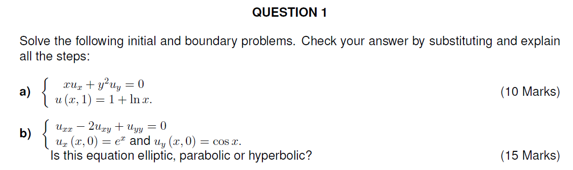 Solved QUESTION 1 Solve the following initial and boundary | Chegg.com