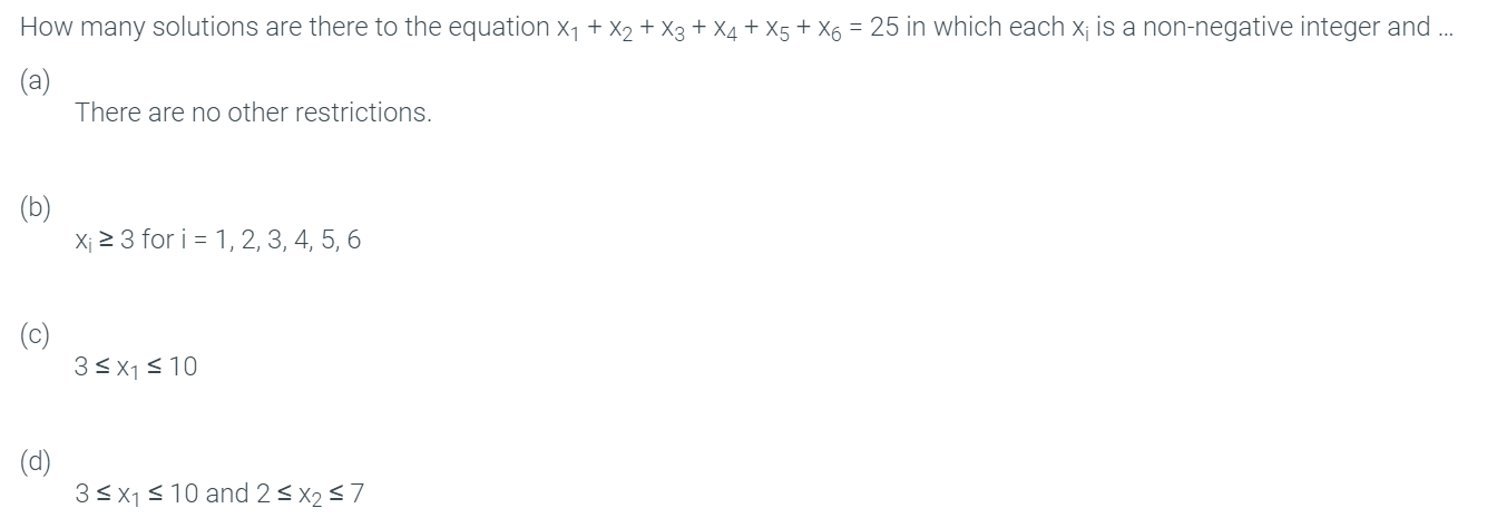 Solved How many solutions are there to the equation X1 + x2 | Chegg.com