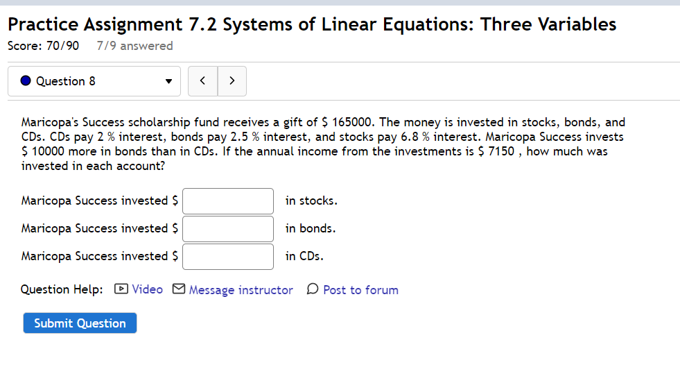 Solved Practice Assignment 7.2 Systems of Linear Equations: | Chegg.com