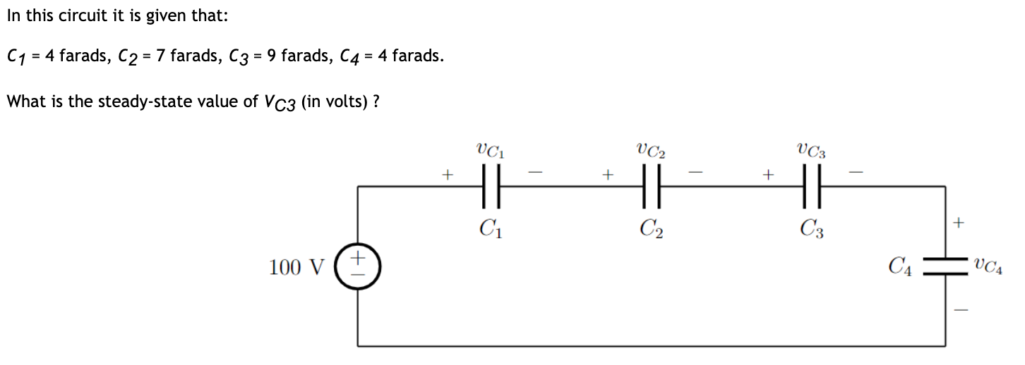Solved In this circuit it is given that: C1=8 farads, C2=2 | Chegg.com