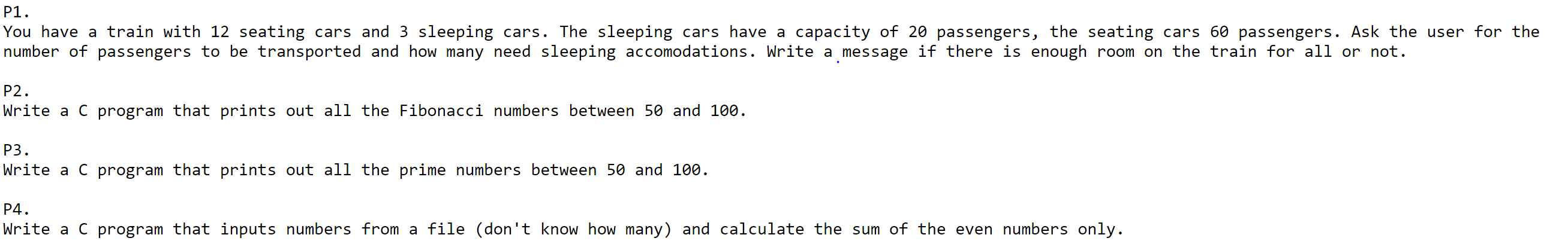 Solved P1. You have a train with 12 seating cars and 3 | Chegg.com