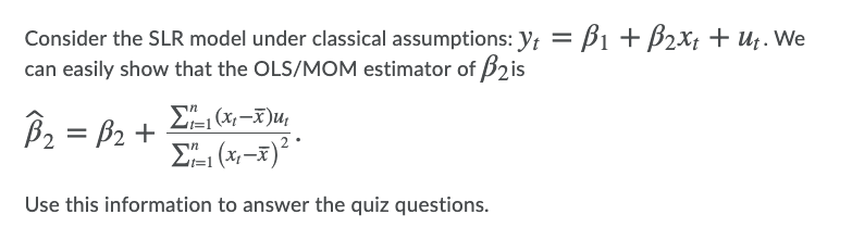 Solved Consider the SLR model under classical assumptions: | Chegg.com