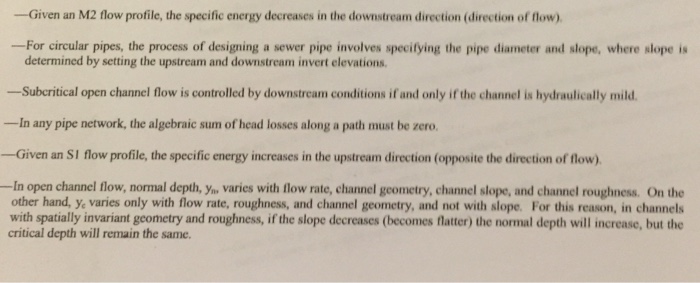 Solved Given an M2 flow profile, the specific energy | Chegg.com