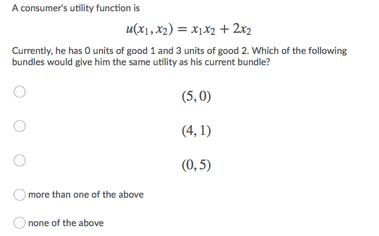 Solved A consumer's utility function is u(x1, x2) = x1x2 + | Chegg.com