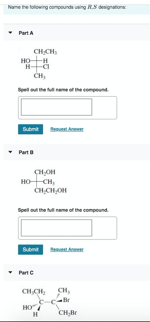 Solved Name the following compounds using R, S designations: | Chegg.com