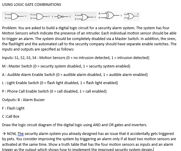 Solved USING LOGIC GATE COMBINATIONS Problem: You are asked | Chegg.com