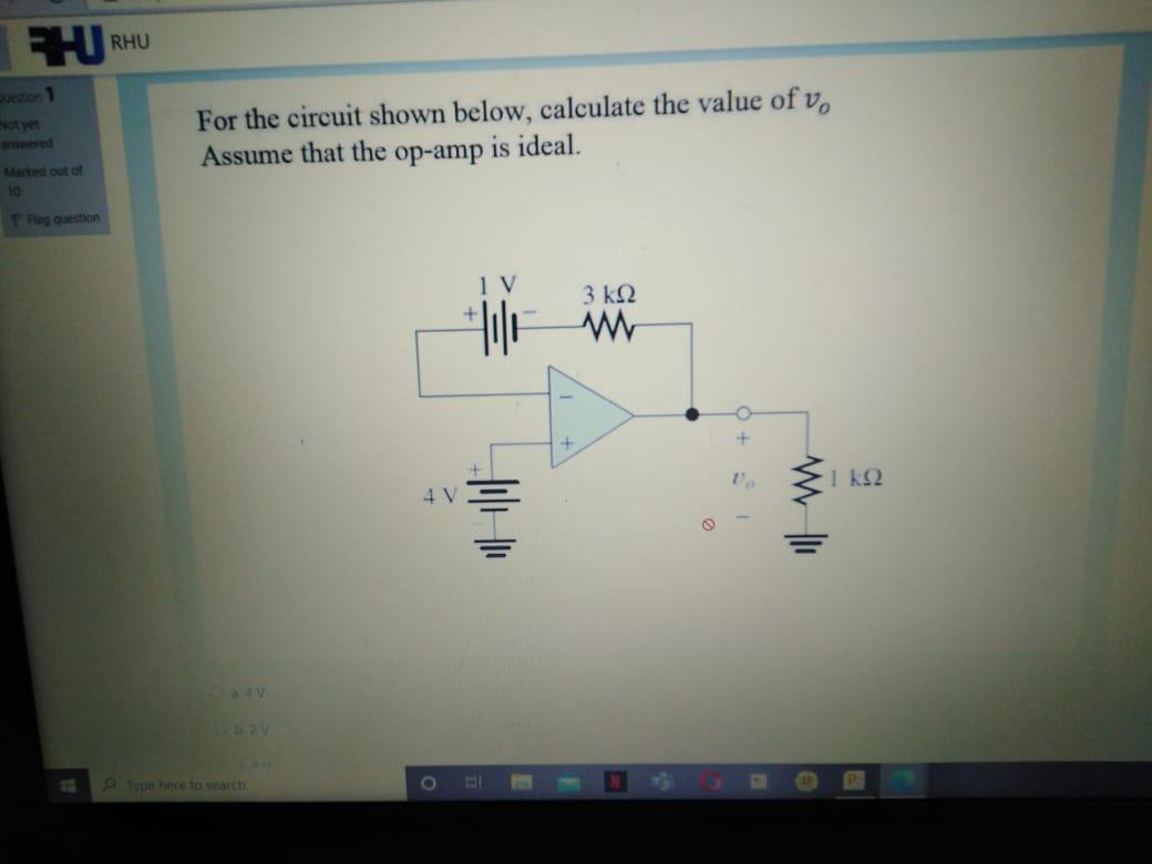 Solved HU RHU For the circuit shown below, calculate the | Chegg.com