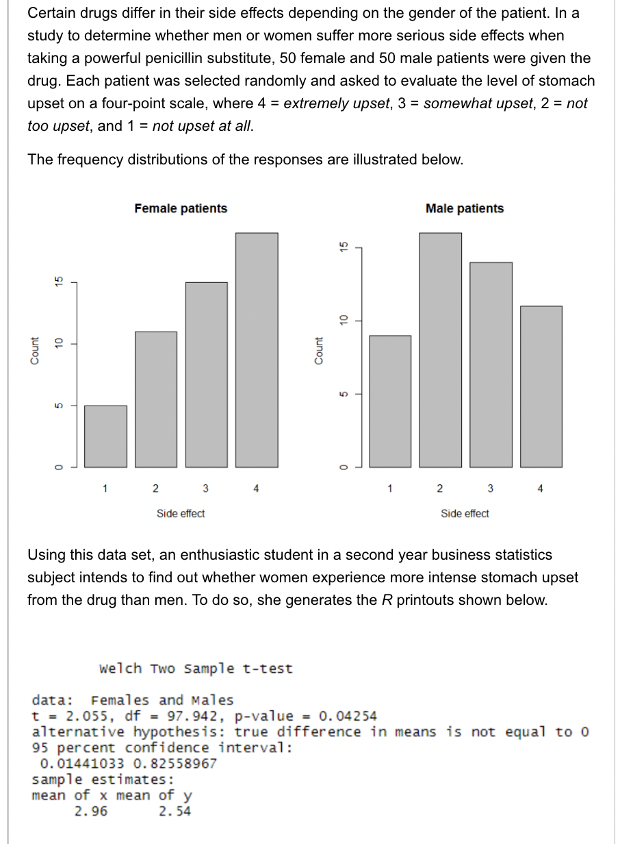 Solved welch Two sample t-test data: Females and Males | Chegg.com