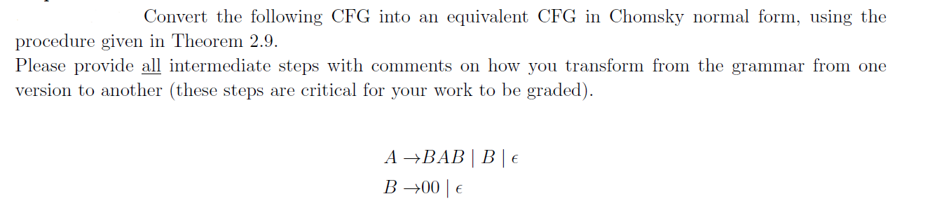 Solved Convert the following CFG into an equivalent CFG in | Chegg.com