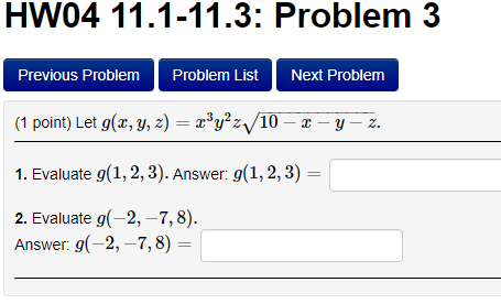 Solved HW04 11.1-11.3: Problem 3 Previous Problem Problem | Chegg.com