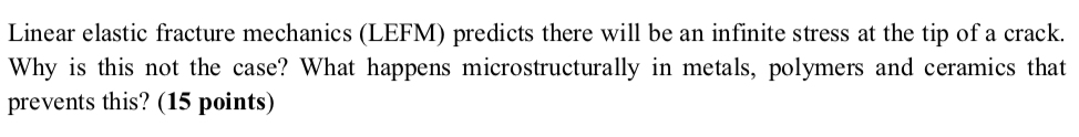 Solved Linear elastic fracture mechanics (LEFM) predicts | Chegg.com