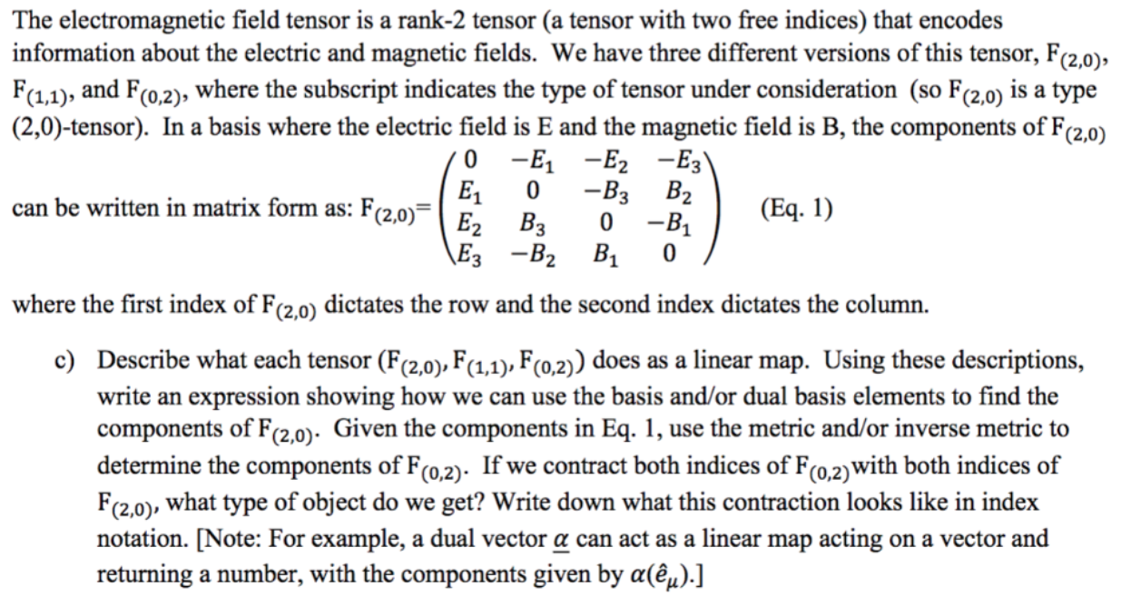 0 0 The electromagnetic field tensor is a rank-2 | Chegg.com