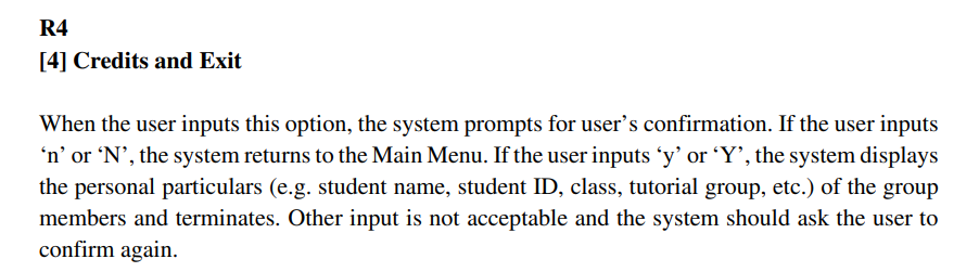 Solved [4] Credits and Exit When the user inputs this | Chegg.com