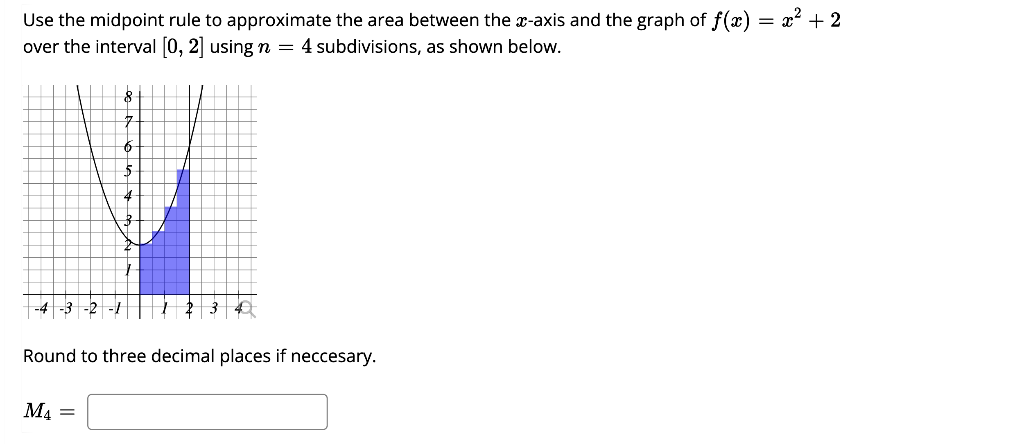 Solved Use the midpoint rule to approximate the area between | Chegg.com