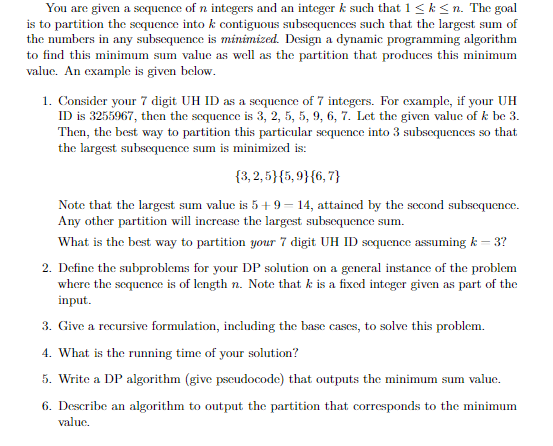 Solved You are given a sequence of n integers and an integer | Chegg.com