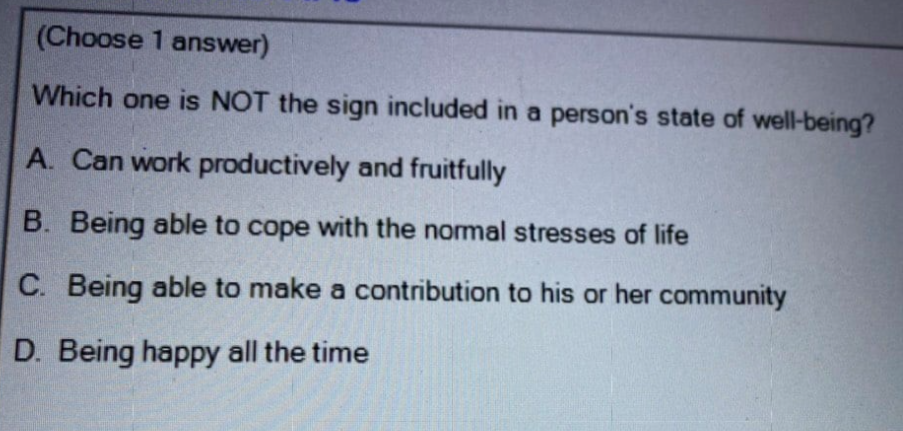 Solved (Choose 1 answer) Which one is NOT the sign included | Chegg.com