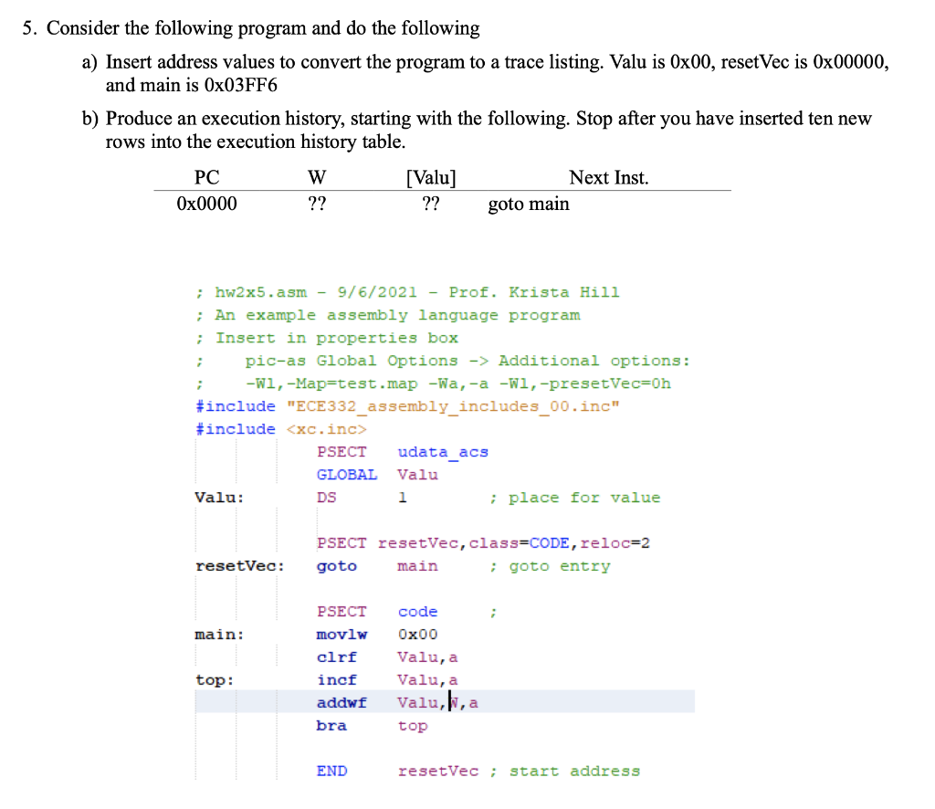 5. Consider the following program and do the | Chegg.com