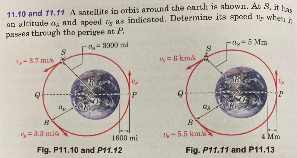 Solved 11.10 and 11.11 A satellite in orbit around the earth | Chegg.com