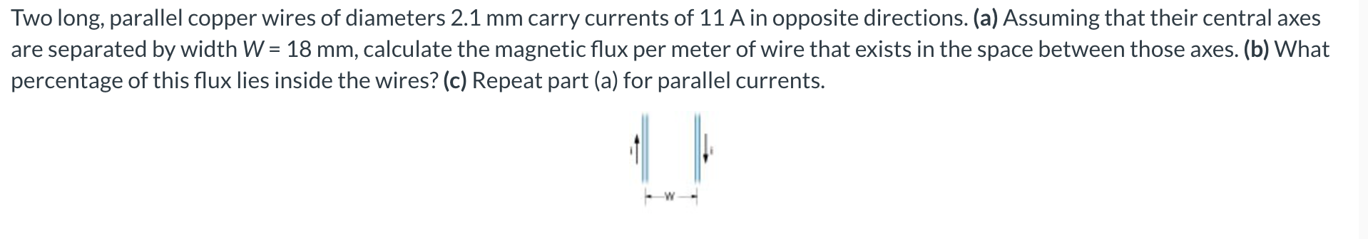 Solved Two long, parallel copper wires of diameters 2.1 mm | Chegg.com