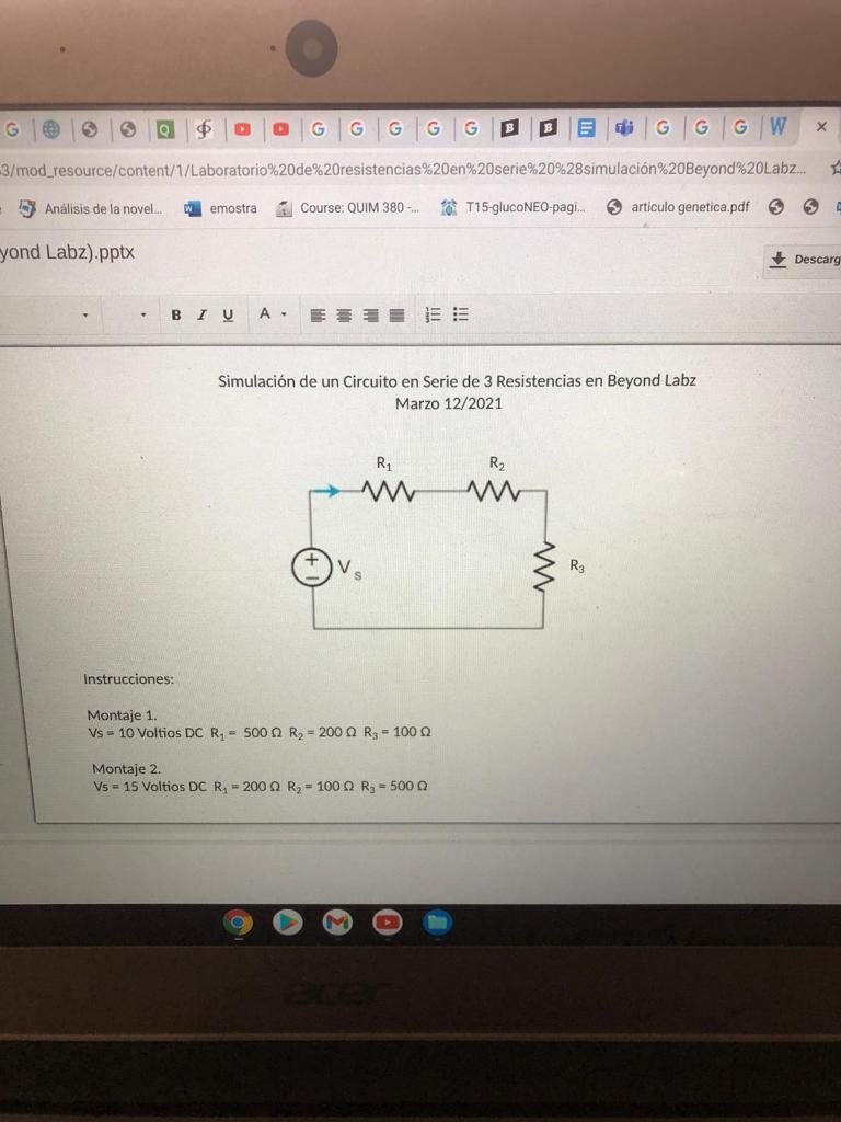 Simulation of a 3 Resistor Series Circuit - Using | Chegg.com