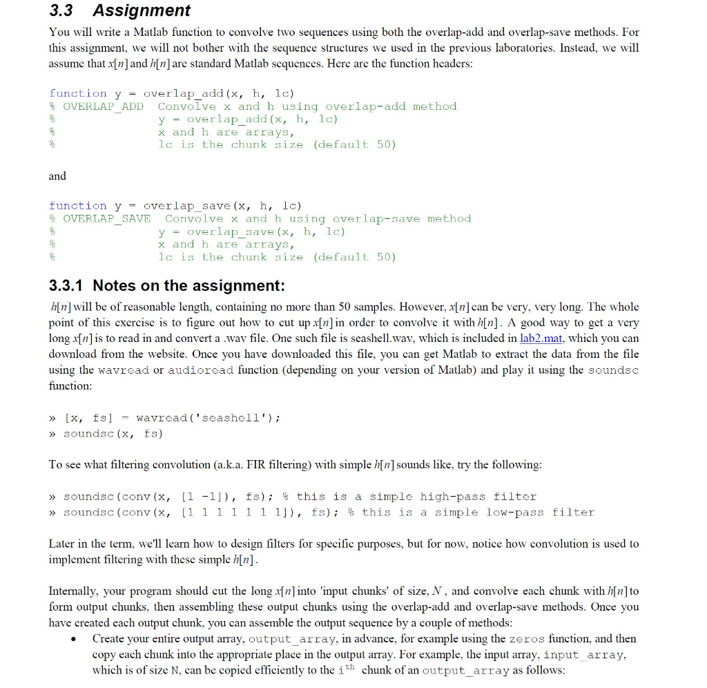 I need help with the overlap_add and overlap_save | Chegg.com