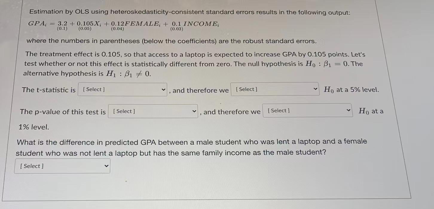 Solved Estimation By Ols Using Heteroskedasticity Consistent