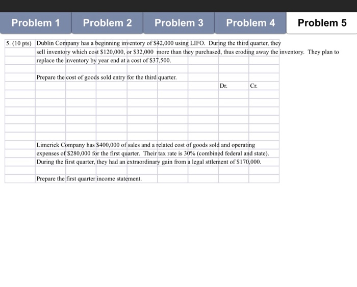 Problem 1 Problem 2 Problem 3 Problem 4 Problem 5 3 Chegg