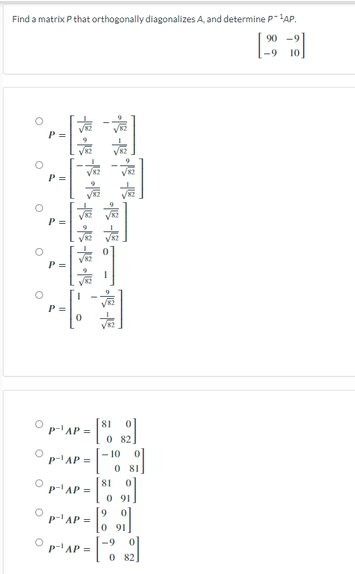 Solved Find a matrix \\( P \\) that orthogonally | Chegg.com