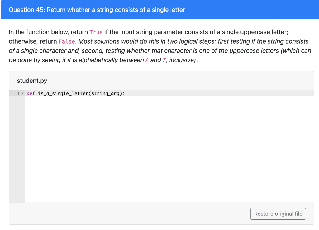 Solved Question 47: Returns the shorter string Define a | Chegg.com