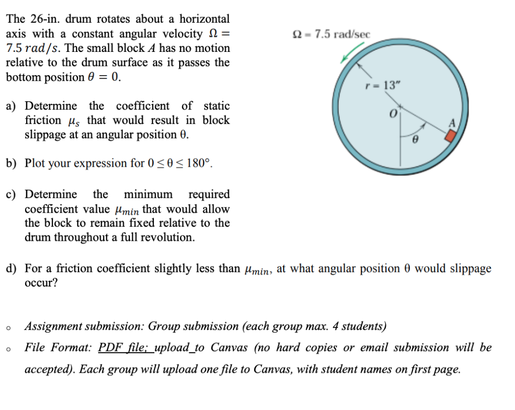 Solved The 26-in. drum rotates about a horizontal axis with | Chegg.com