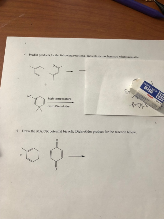Solved 4 Predict Products For The Following Reactions