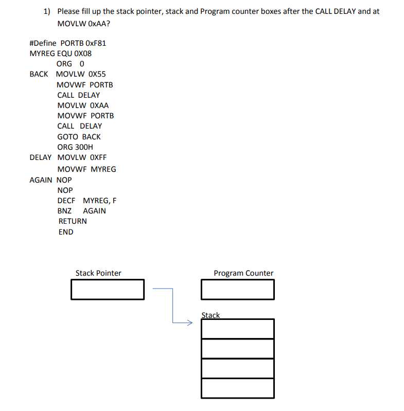 Solved 1 Please Fill Up The Stack Pointer Stack And 0283