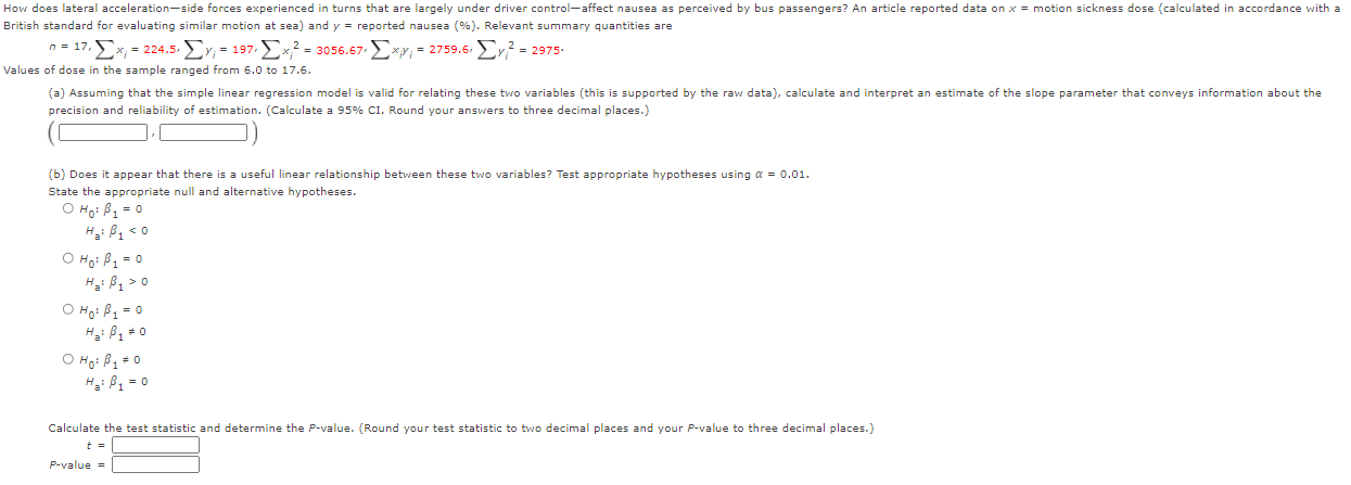 Solved (C) When Minitab was used to fit the simple | Chegg.com