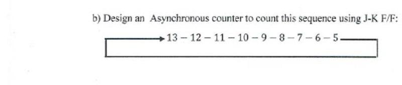 Solved b) Design an Asynchronous counter to count this | Chegg.com