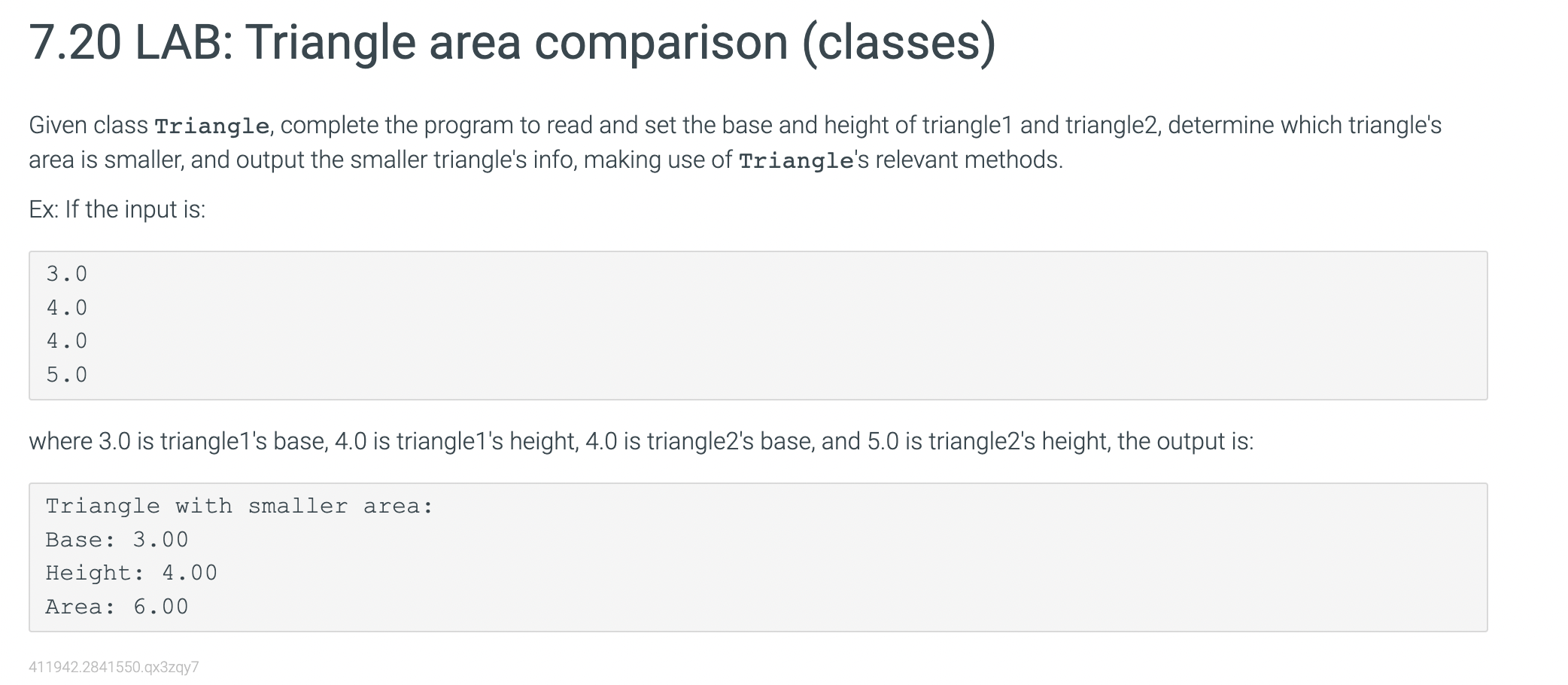 [Solved]: Given class Triangle, complete the program to re