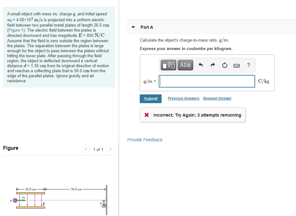 Solved Part A A small object with mass m, charge q, and | Chegg.com
