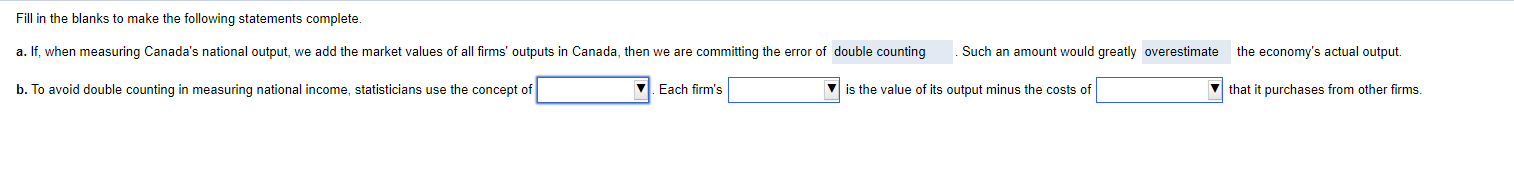 Solved Fill in the blanks to make the following statements | Chegg.com