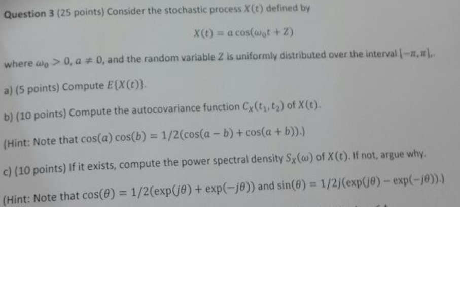 Solved Question 3 (25 points) Consider the stochastic | Chegg.com
