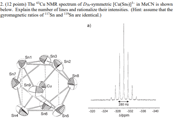 Solved 2. (12 points) The 63Cu NMR spectrum of Dzh-symmetric | Chegg.com