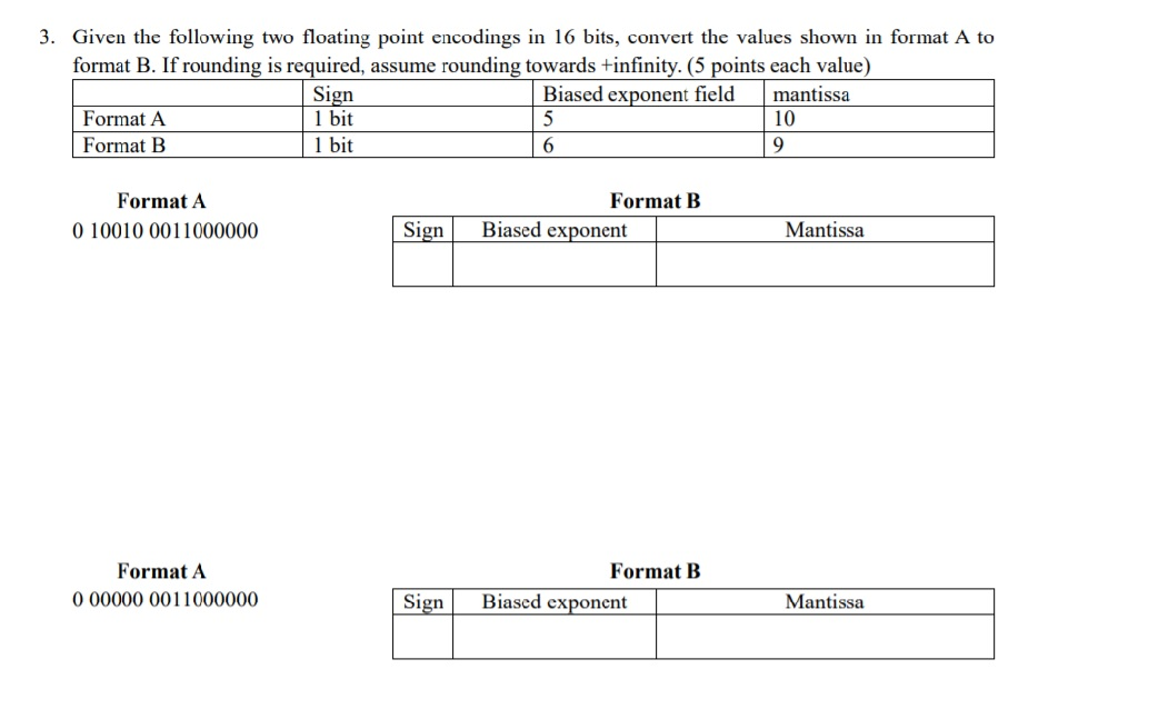 (Solved) : 3 Given Following Two Floating Point Encodings 16 Bits ... (Solved) : 3 Given Following Two Floating Point Encodings 16 Bits ...