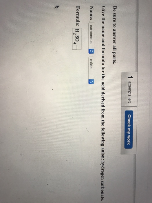 Solved 1 attempts left Check my work Check my work Be sure | Chegg.com