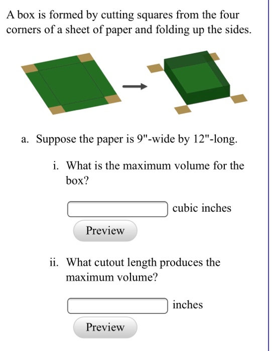 Solved Question: A box is formed by cutting squares from the | Chegg.com