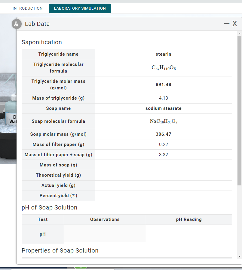 Solved What is the mass of soap? Theoretical yield? Actual | Chegg.com