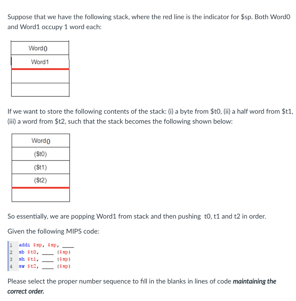 Solved Suppose that we have the following stack, where the | Chegg.com