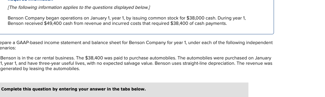 Solved Prepare a GAAP-based income statement and balance | Chegg.com